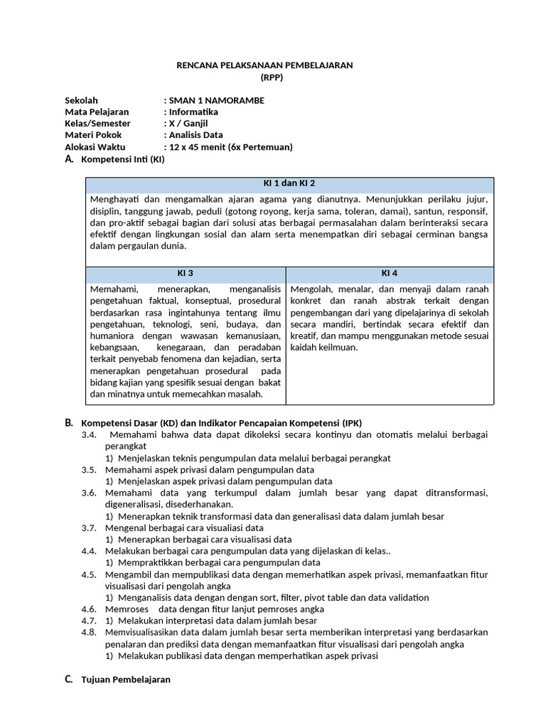 04 - RPP Informatika SMA KELAS X | PDF