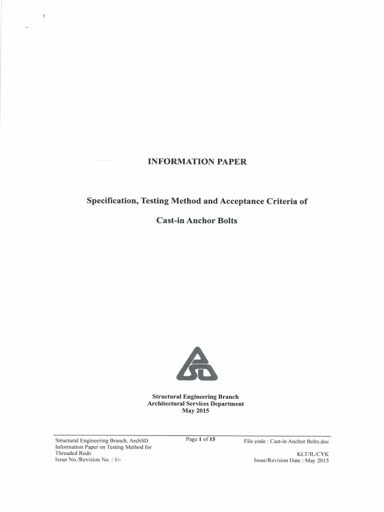 Information Paper On Testing Method For Threaded Rods | PDF