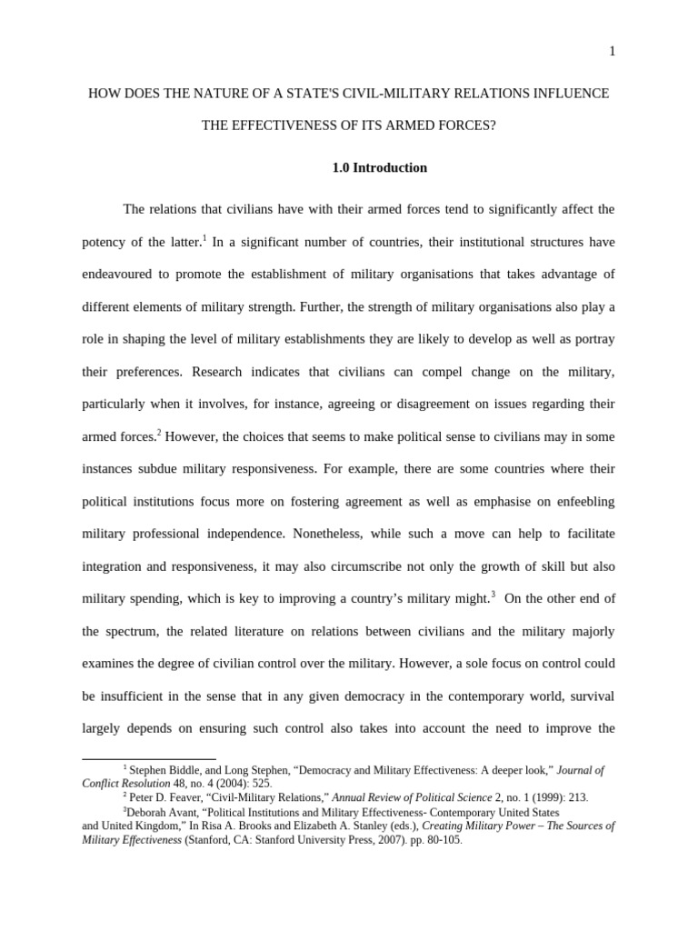 How Does The Nature of A State's Civil-Military Relations Influence The ...