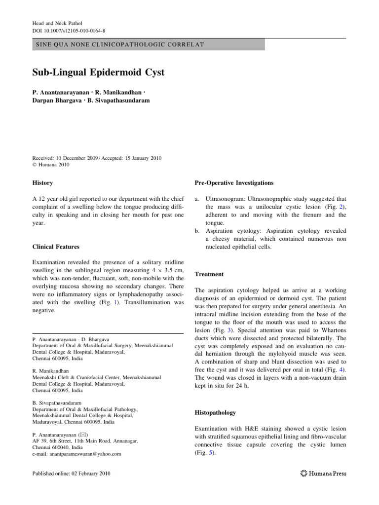 Sublingual Dermoid | PDF