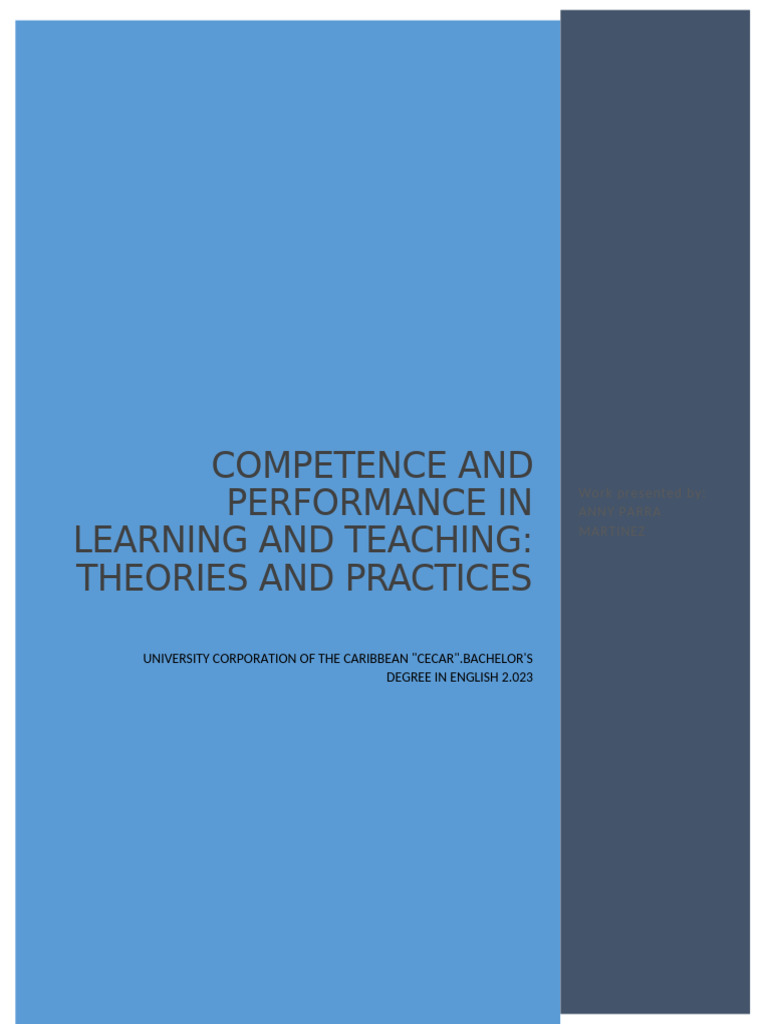 Competence and Performance in Learning and Teaching | PDF