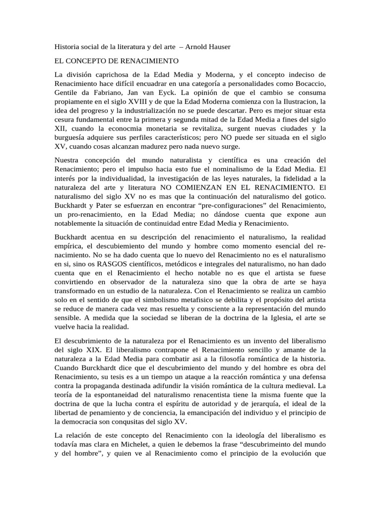 Historia social de la literatura y del arte | PDF