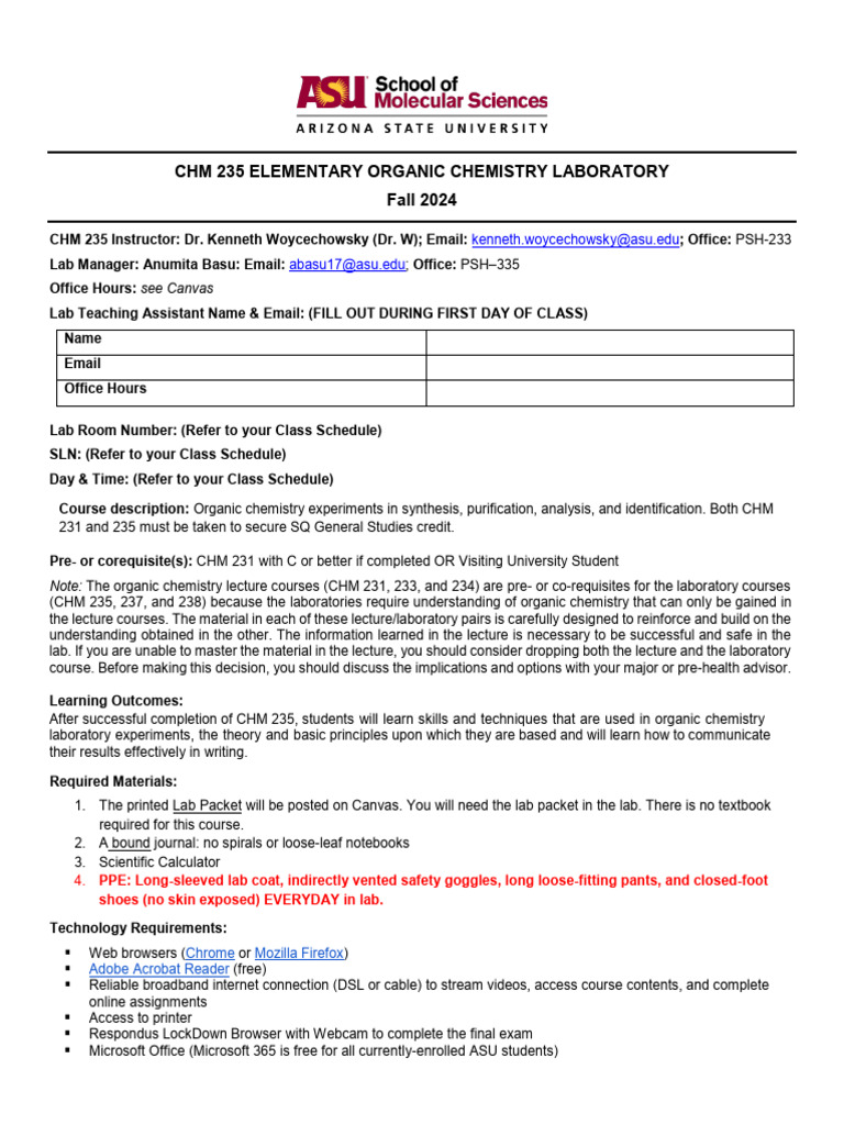CHM 235_Syllabus_Fall 2024 | PDF CHM 235_Syllabus_Fall 2024 | PDF