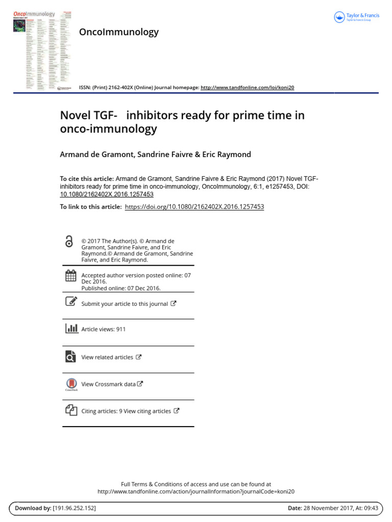 Novel TGF-B Inhibitors Ready For Prime Time in Onc | PDF | Transforming ...