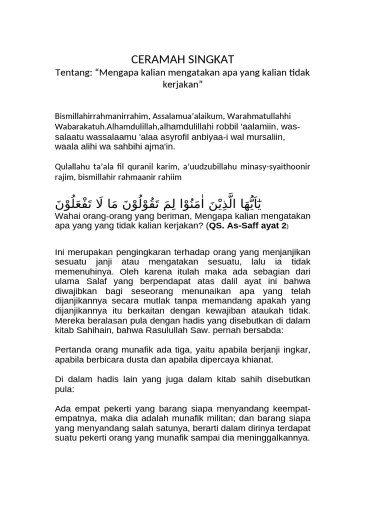 CERAMAH SINGKAT | PDF
