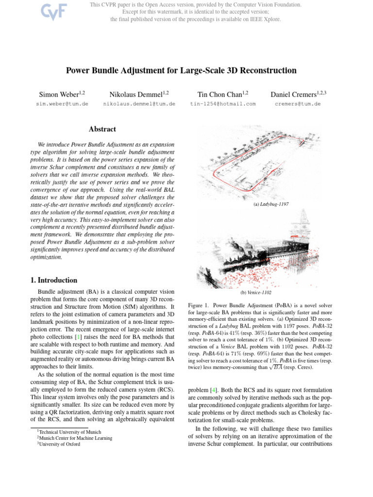 Weber Power Bundle Adjustment For Large Scale 3d Reconstruction Cvpr 2023 Paper Pdf