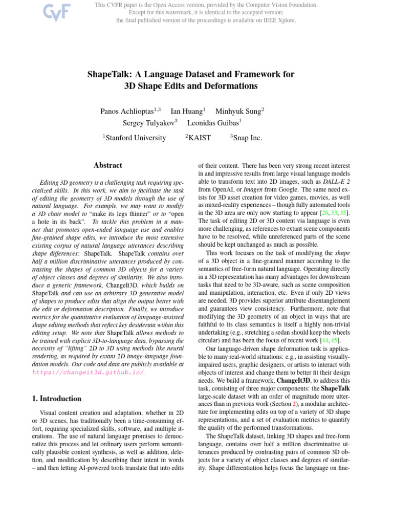 Achlioptas ShapeTalk A Language Dataset and Framework For 3D Shape ...