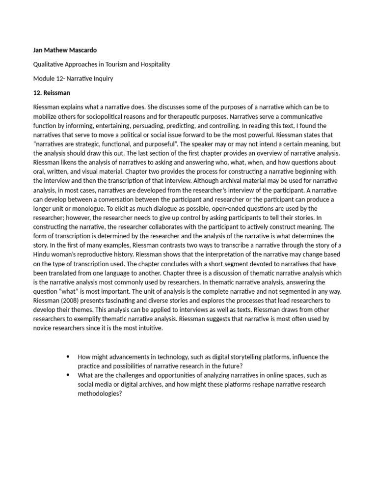 Module 12 - Narrative Inquiry | PDF