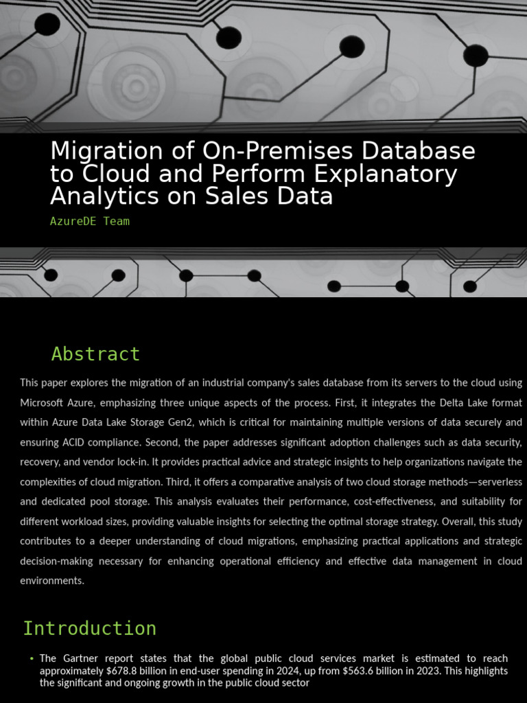 Migration of On-Premises Database To Cloud and Perform Explanatory Analytics On Sales Data | PDF