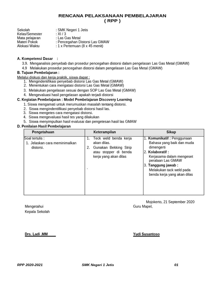 RPP Distorsi Las GMAW | PDF | Technology & Engineering