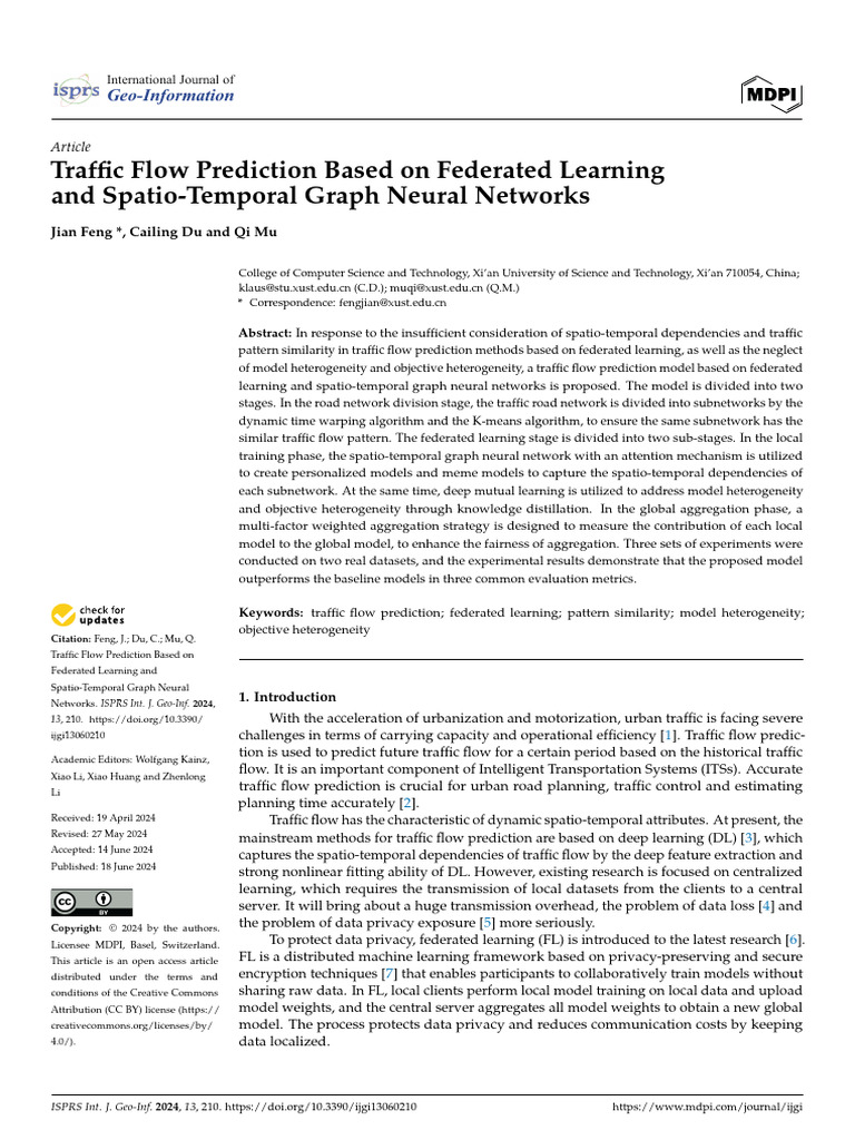 Traffic Flow Prediction Based On Federated Learning | PDF