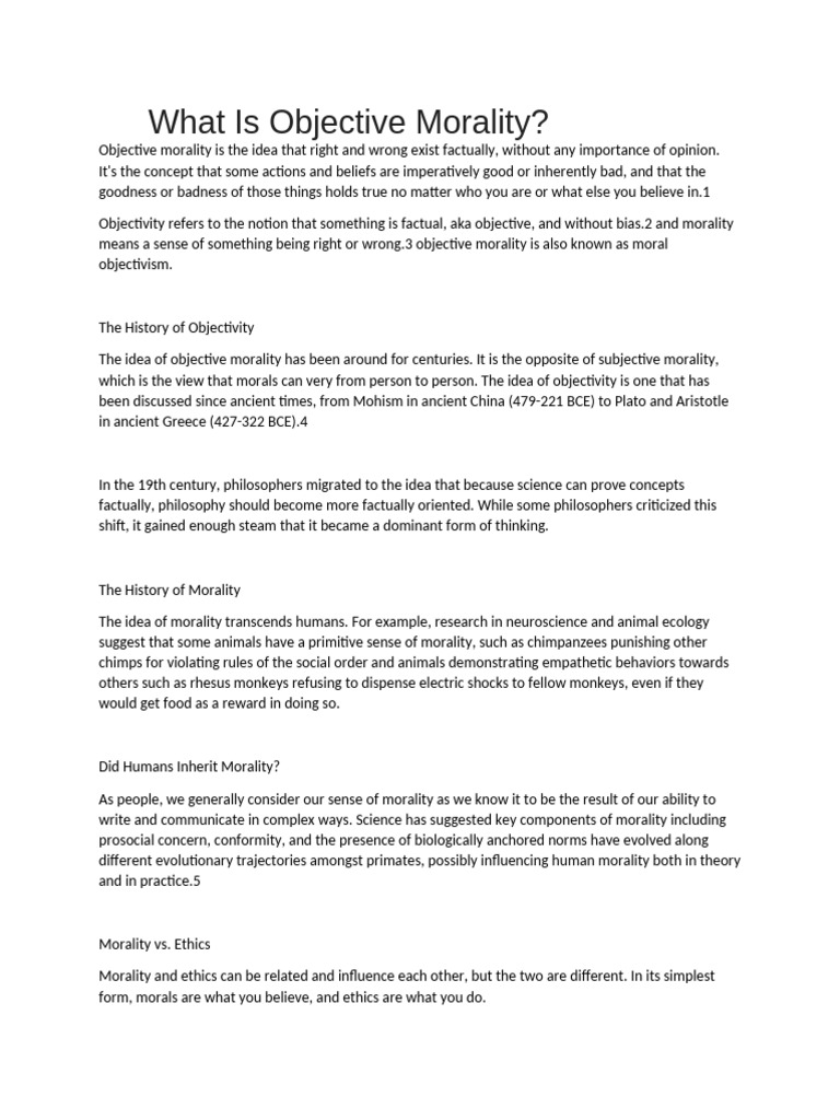 What Is Objective Morality | PDF