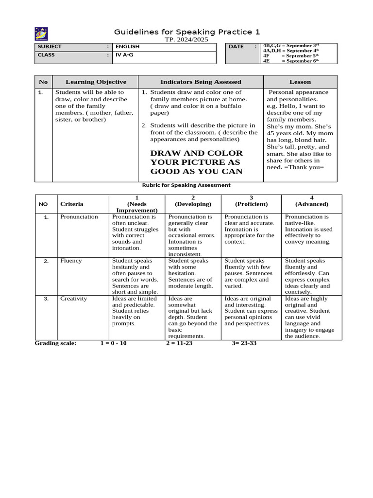 Guidelines For Speaking Practice 1 Ok | PDF