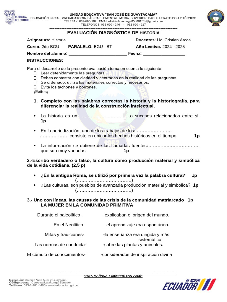 EDIG. 2do BGU HISTORIA | PDF