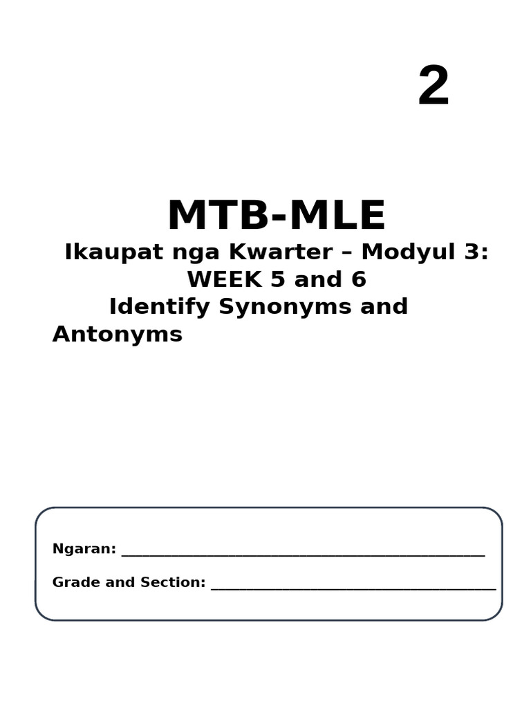 MTB Mle q4 Mod3 Week5 and 6 | PDF