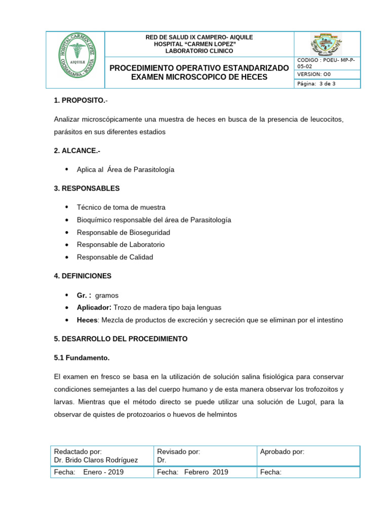 Poe Examen Microscopico de Heces | PDF
