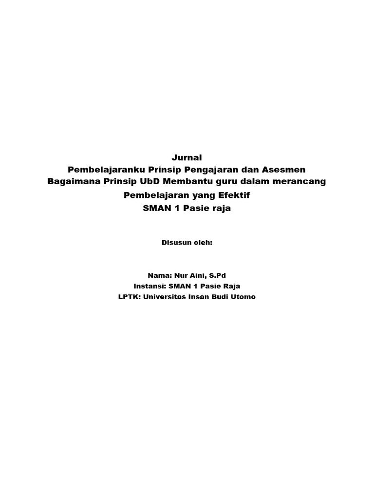 Jurnal Prinsip Pengajaran Dan Asesmen (Umum) - 1 | PDF