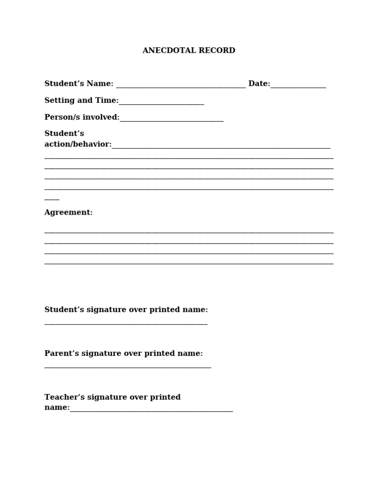 Anecdotal Record | PDF