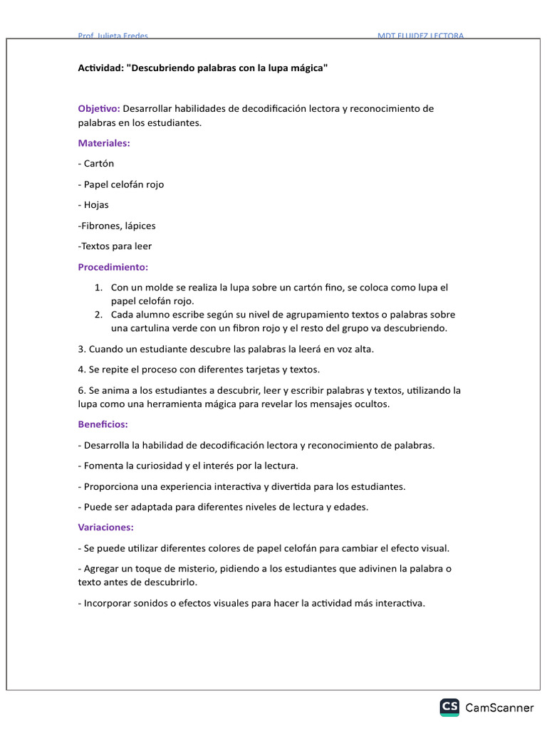 Descubre Palabras con Lupa Mágica | PDF