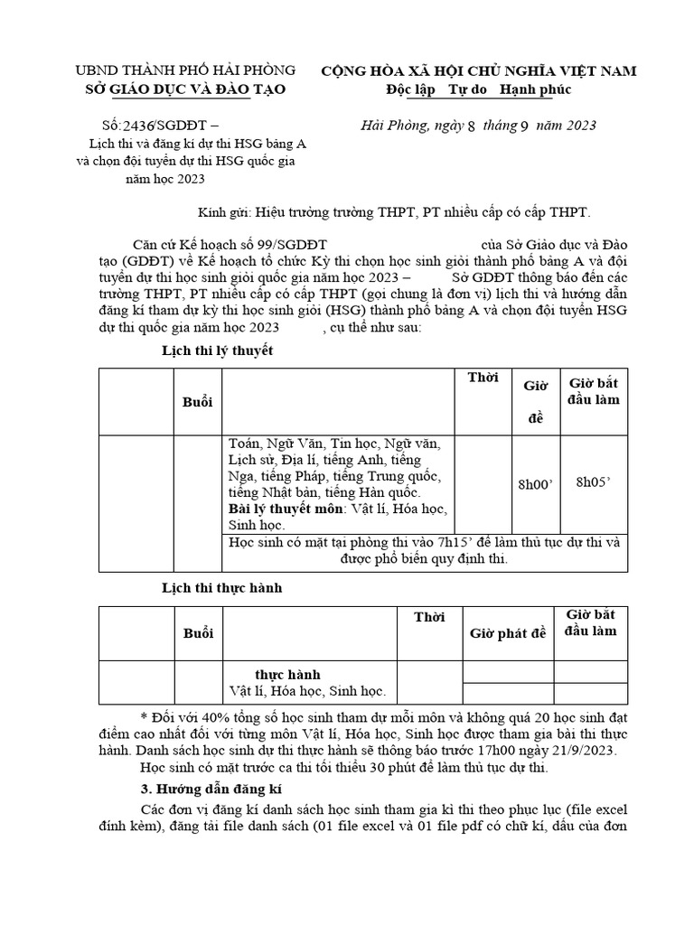 Lich Thi Va Dang Ki Thi HSG A 2023.signed | PDF