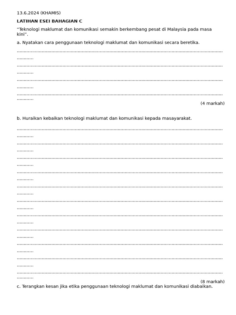 Latihan BHG C Unit 3 2024 | PDF