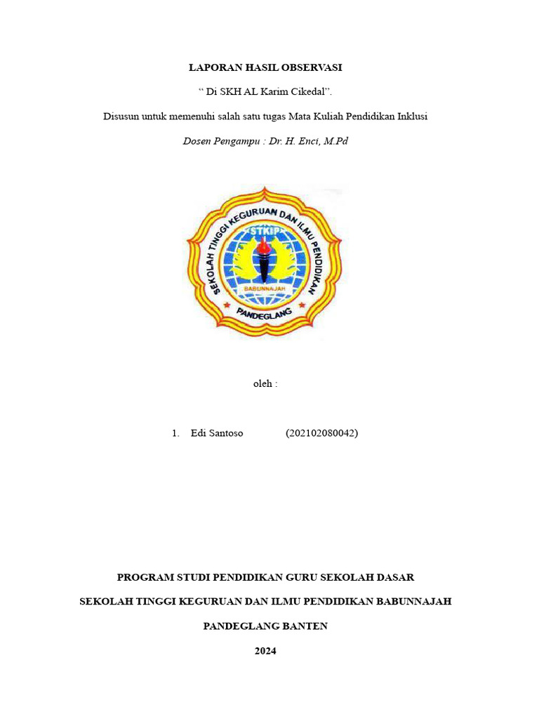 Laporan Hasil Observasi SKH Edi | PDF