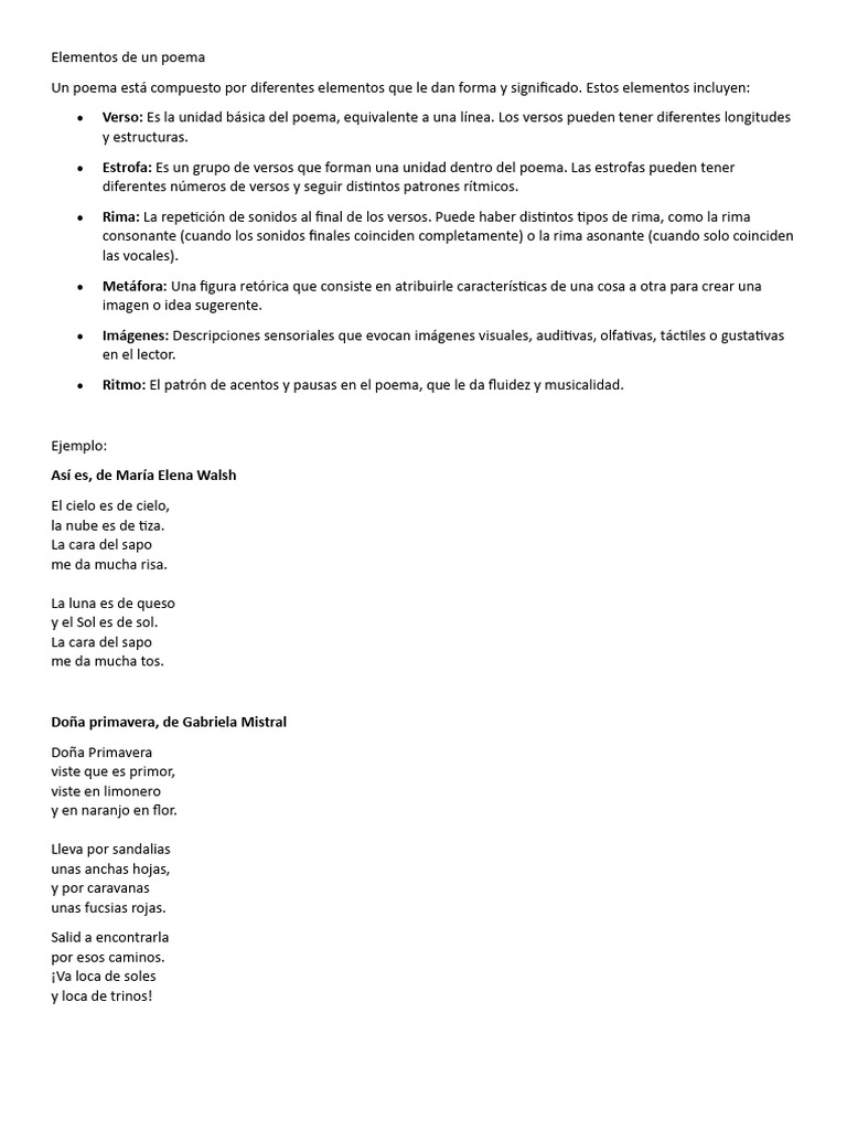 Elementos de un poema | PDF