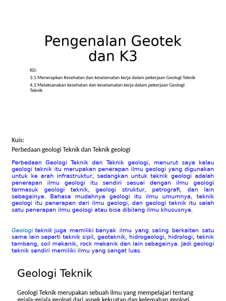 1 - Pengenalan Geotek Dan K3 | PDF