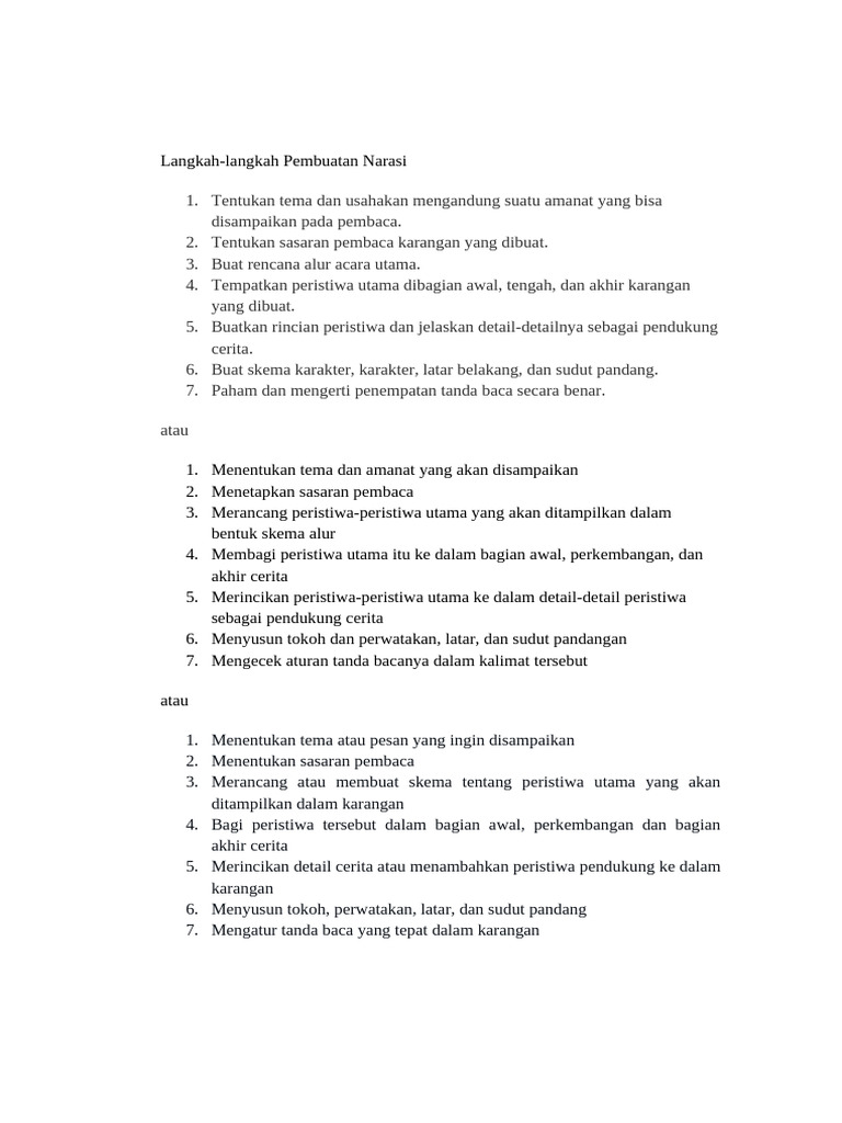 Langkah-Langkah Pembuatan Narasi | PDF