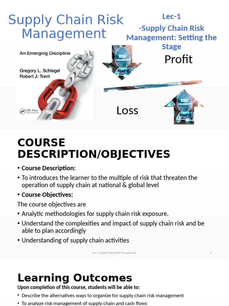 Lec 1 Supply Chain Risk Management | PDF | Risk Management | Risk