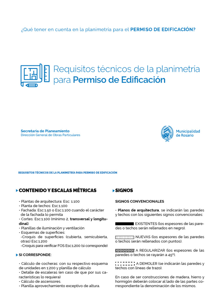 Requisitos Minimos para La Planialtimetria - Permiso de Edificación | PDF