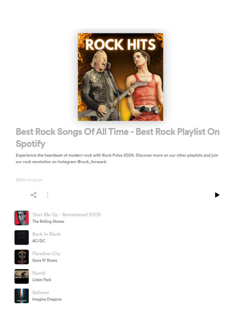 Best Rock Songs of All Time - Best Rock Playlist On Spotify ...