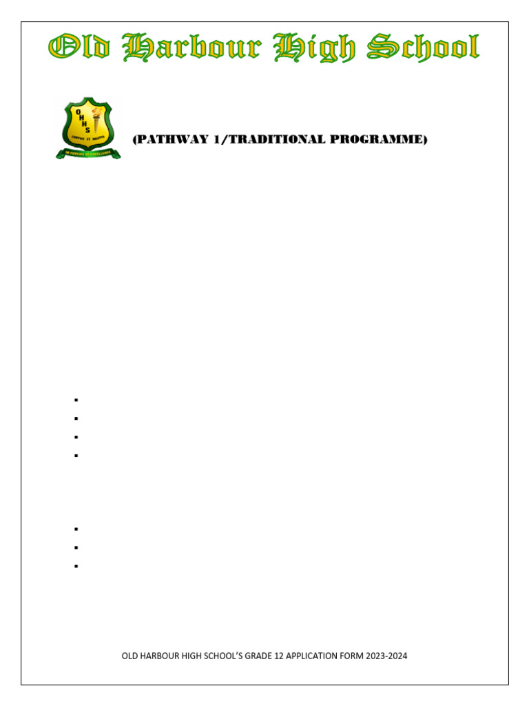 Grade 12 Application Form 2024-2025 | PDF | Science | Career & Growth