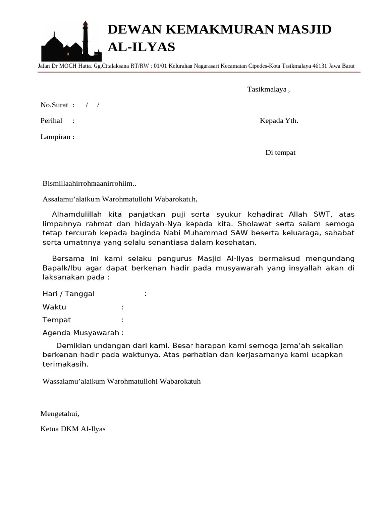 Contoh_surat_undangan_DKM_Masjid | PDF