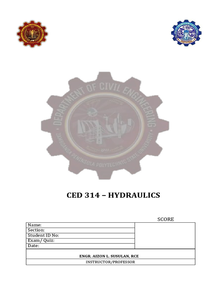 Cover-Page-Ced 314 (Hydraulics) | PDF
