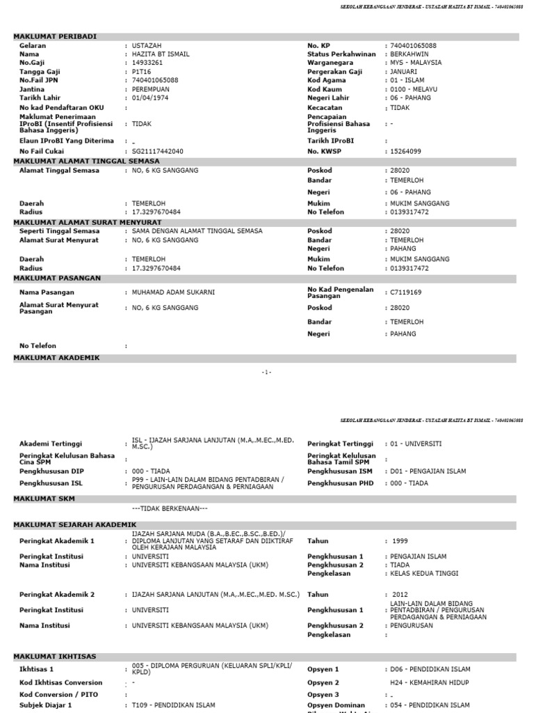 Jadual Pentaksiran | PDF