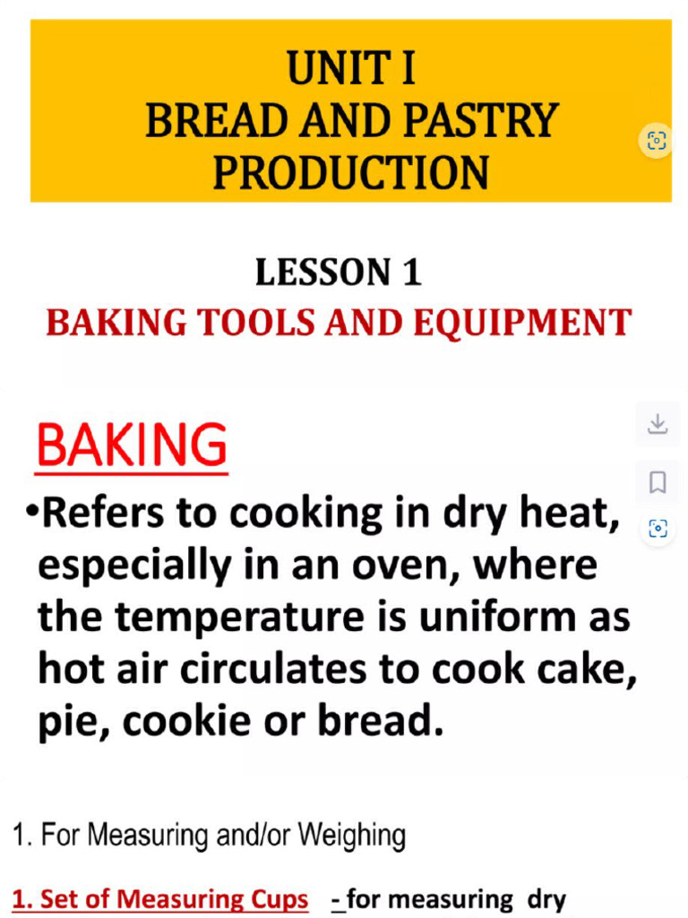 Bread and Pastry Lesson 2 Baking Tools | PDF