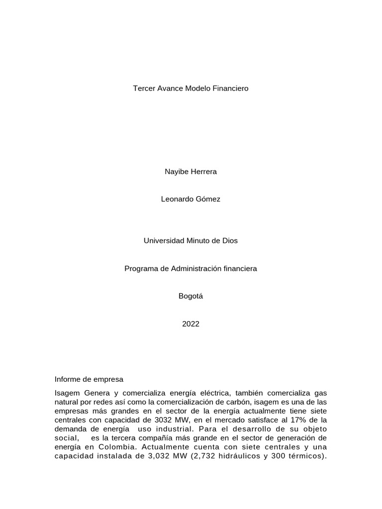 Tercer Avance Modelo Financiero | PDF