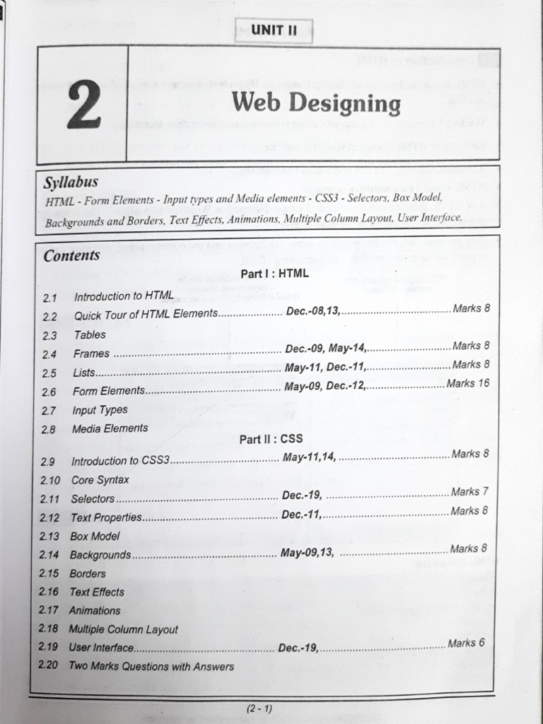 We - Unit - 2 - Part - 1 - HTML - Notes | PDF