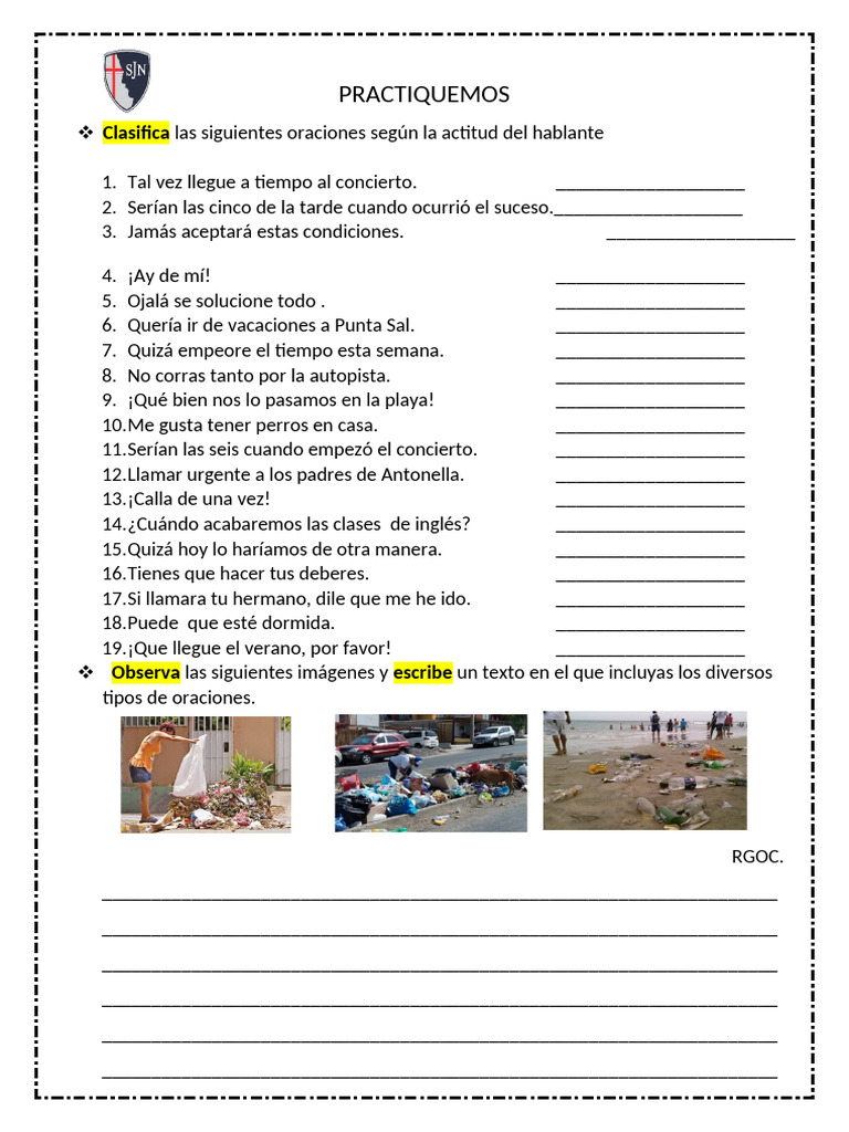 Practiquemos Reconociendo Oraciones | PDF