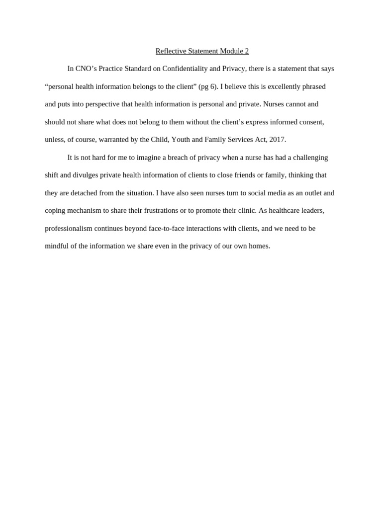 BF Reflective Statement Module 2 | PDF