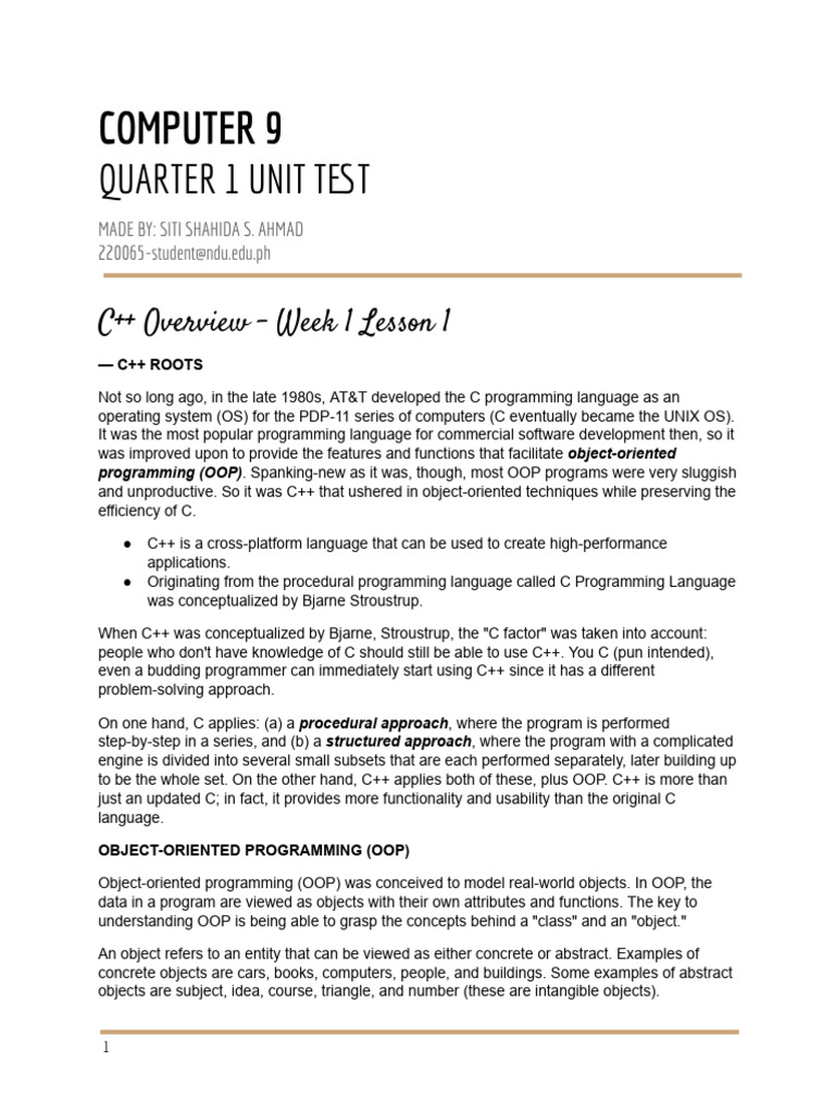 Computer 9 Q1 Unit Test | PDF
