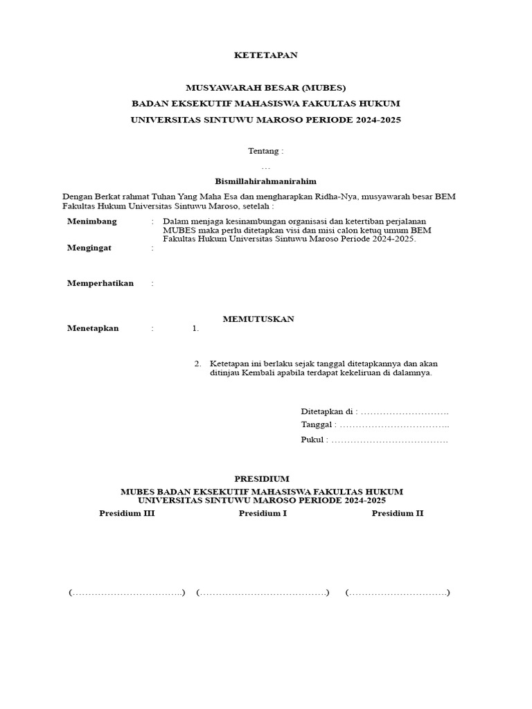 Konsideran MUBES BEM | PDF