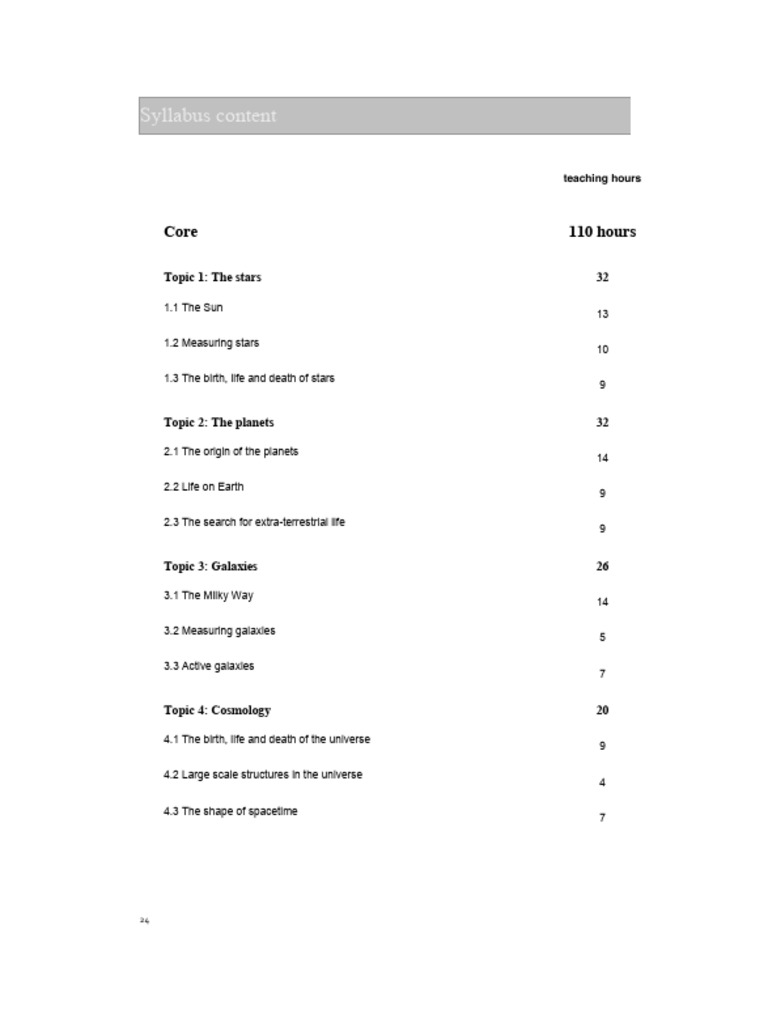IB Astro SL Syllabus Content | PDF