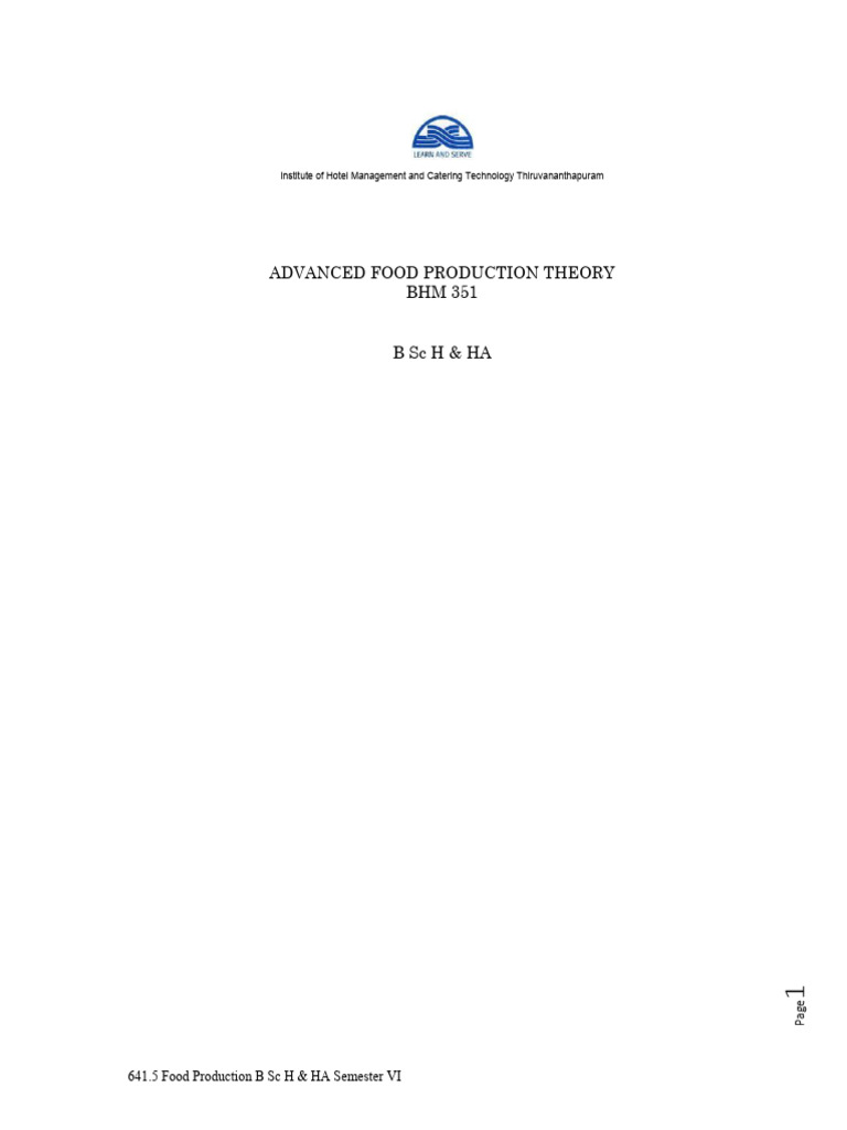 B SC Semester VI Food Production Theory | PDF
