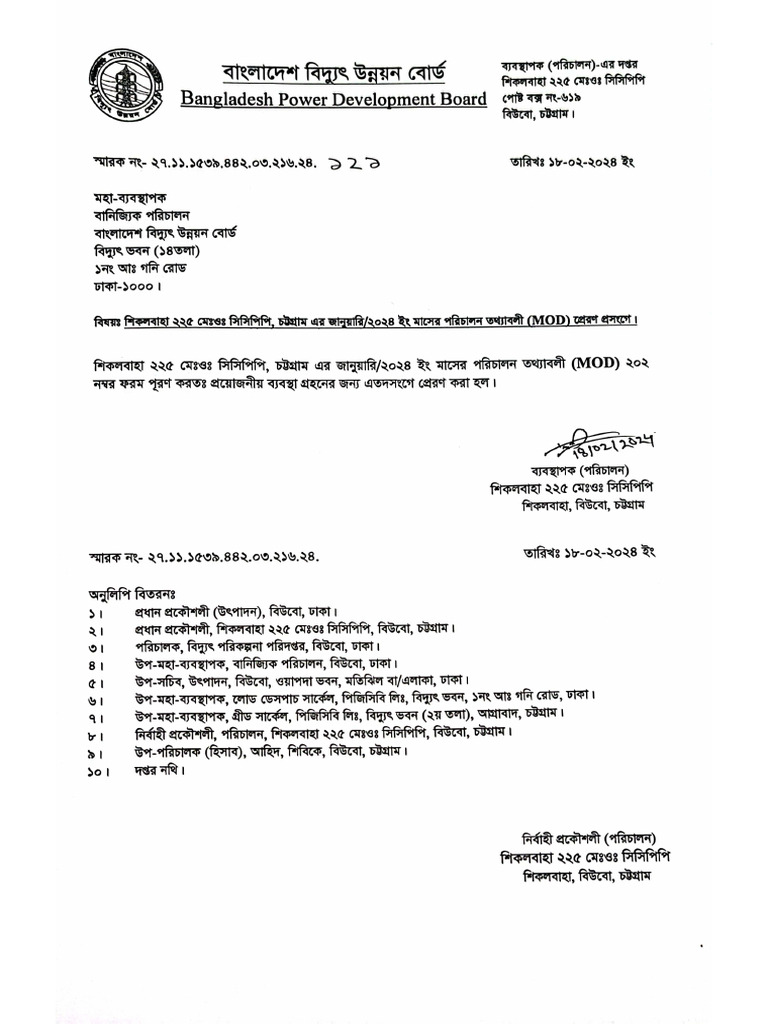 MOD (Jan-24) - Shikalbaha 225MW CCPP | PDF