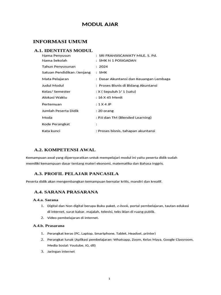 Modul Ajar Untuk Upload PMM Periode Juli - Desember 2024 | PDF