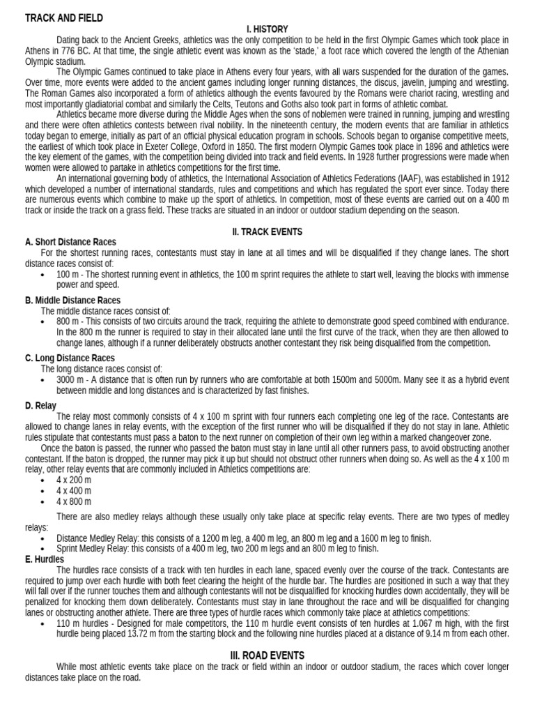 Track and Field | PDF