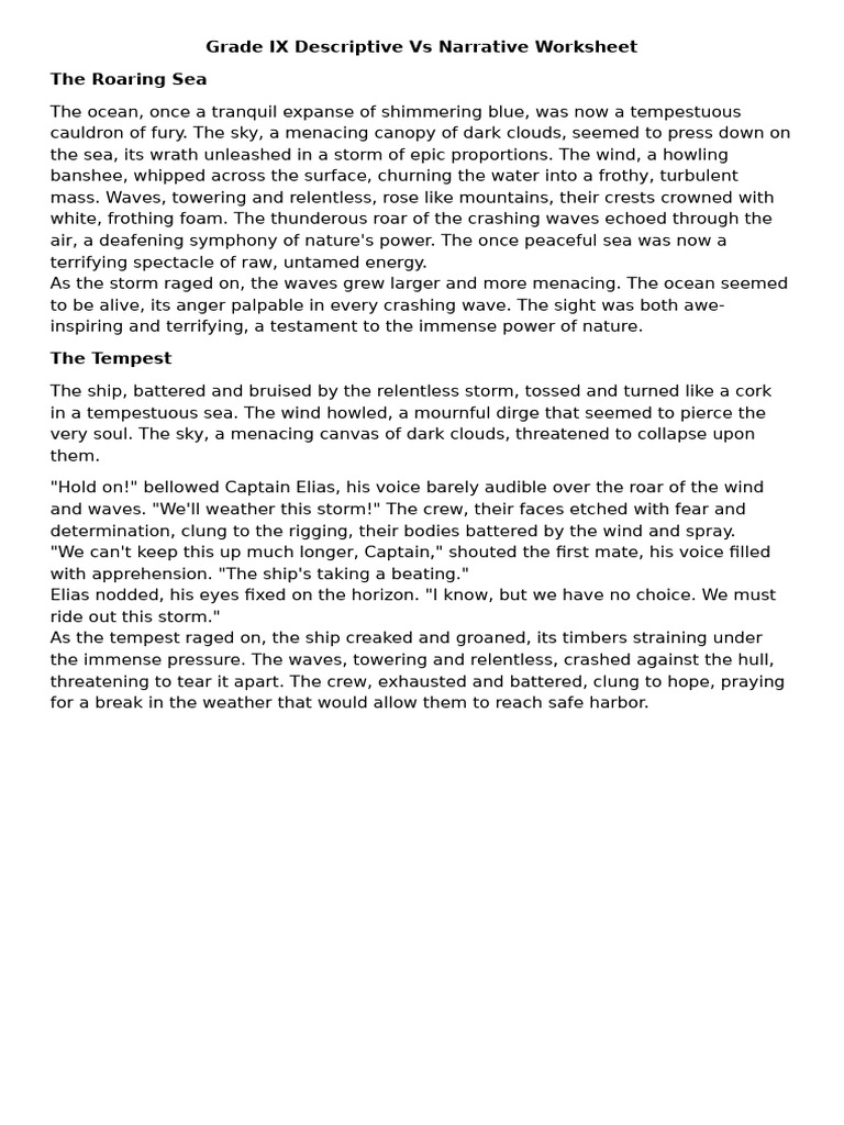 Descriptive Vs Narrative | PDF | Foods | Cuisine