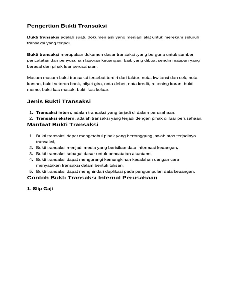 Pengertian Bukti Transaksi | PDF